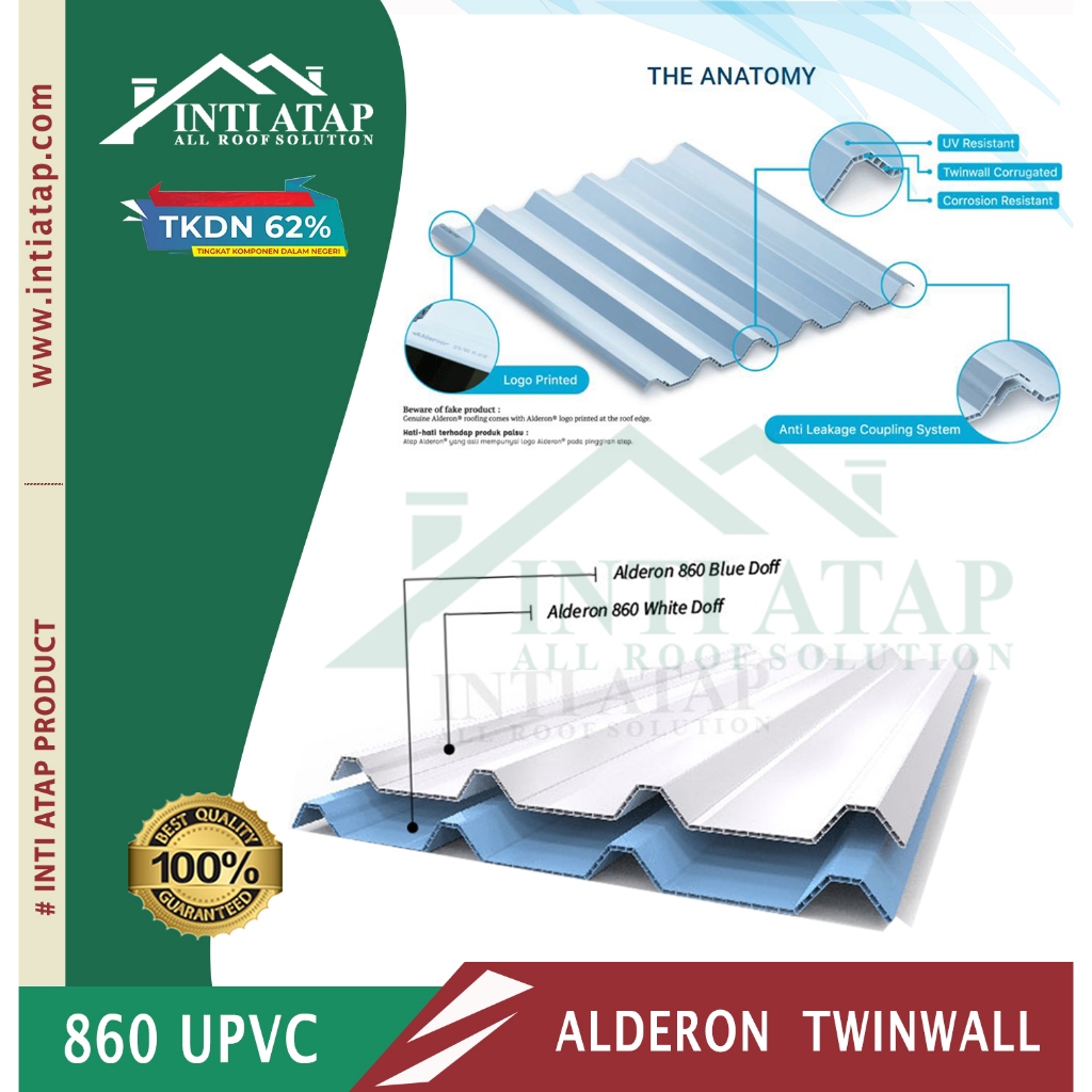 Jual ALDERON ATAP UPVC 860 TWINWALL DOUBLE LAYER SEMI TRANSPARANT ...