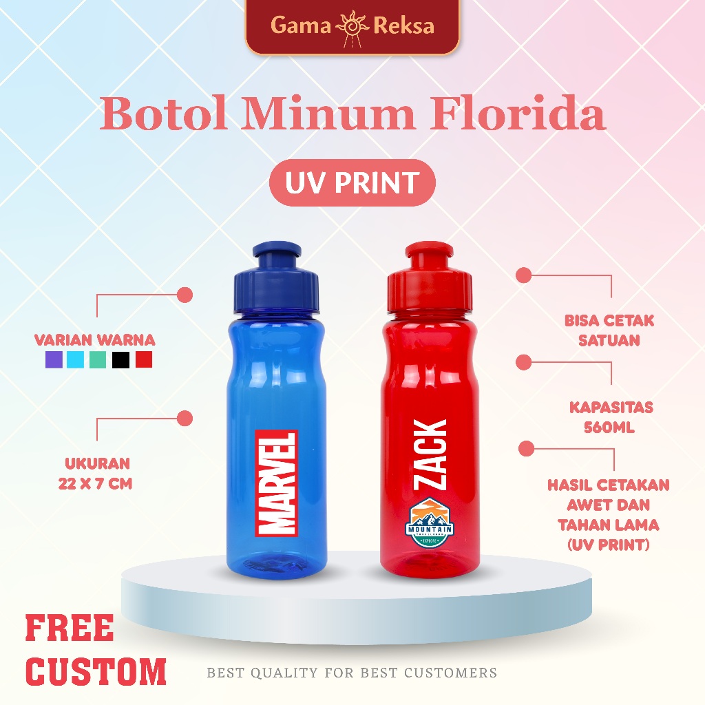 Jual Custom Tumbler Botol Minum FLORIDA 560ml Cetak Uv Print Botol Air ...