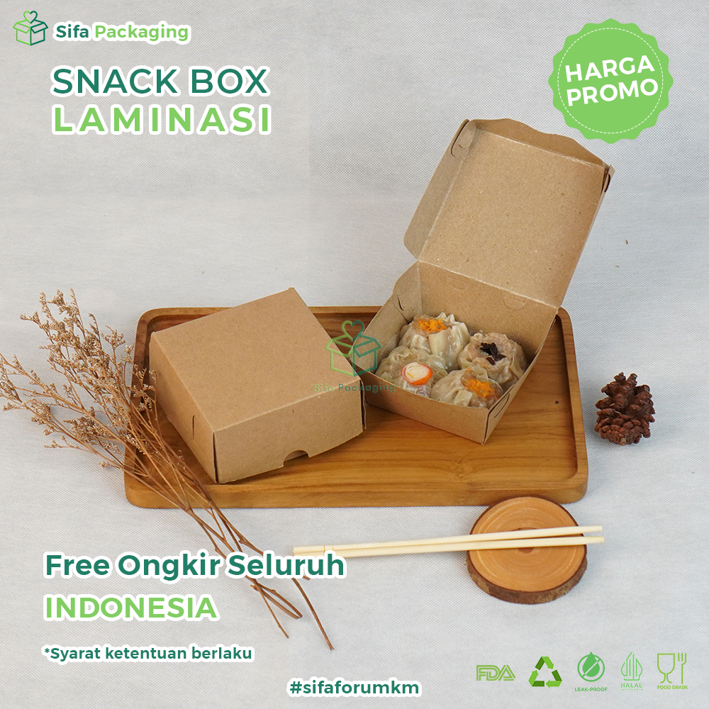 Jual Snack Box Laminasi 10x10 Kraft Cokelat Kotak Kardus Kue Box Kotak ...