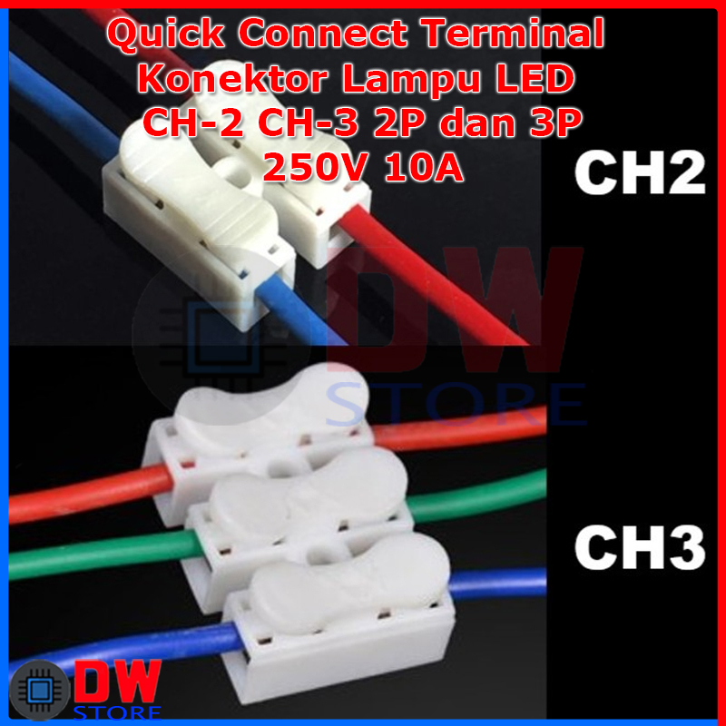 Jual CH2 CH3 CH-2 CH-3 Terminal Konektor Jepit Kabel Lampu LED Quick ...
