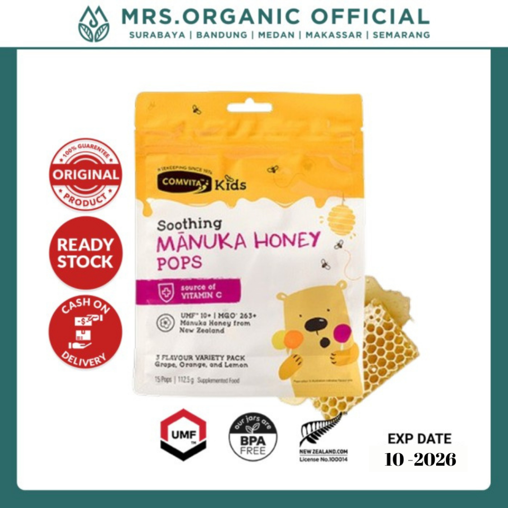 Jual Permen Madu Manuka Comvita Kids Soothing Pops UMF 10+ Isi 15 ...