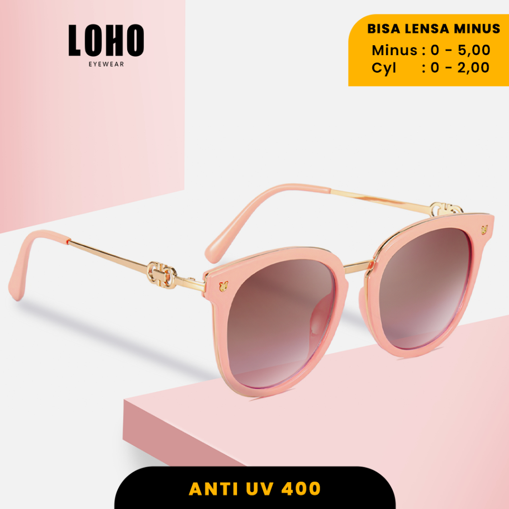 Jual LOHO Kacamata Hitam Minus Fashion Korea Anti UV 400 Model Bulat ...