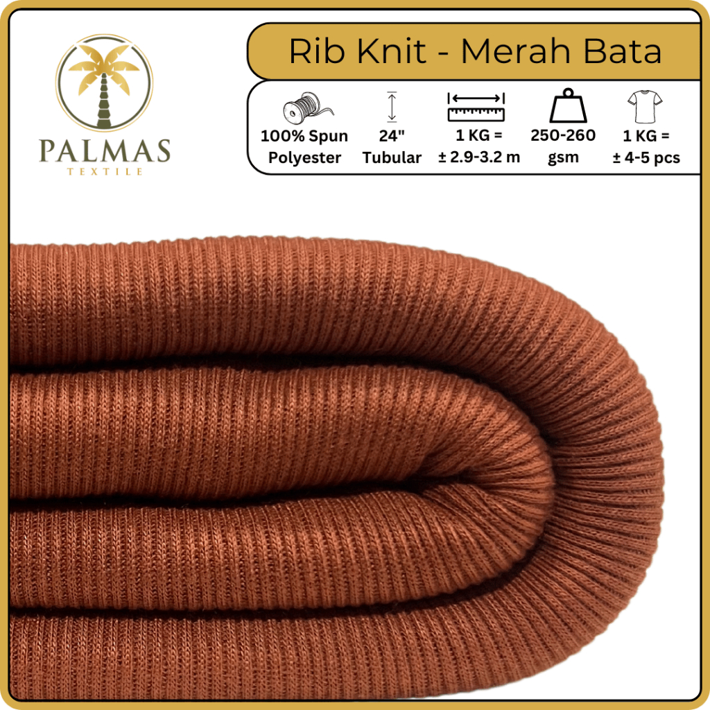 Jual Kain Rib Knit - Merah Bata (Bahan Kaos) | Shopee Indonesia