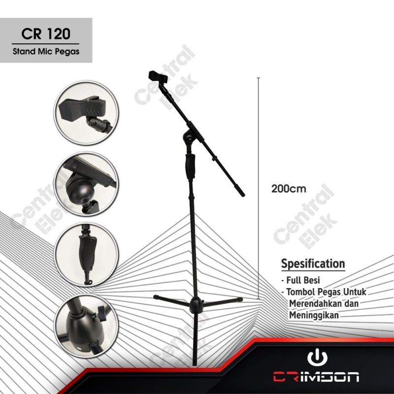 Jual Stand Mic / Tiang Microphone Tinggi Crimson Cr 120 | Shopee Indonesia