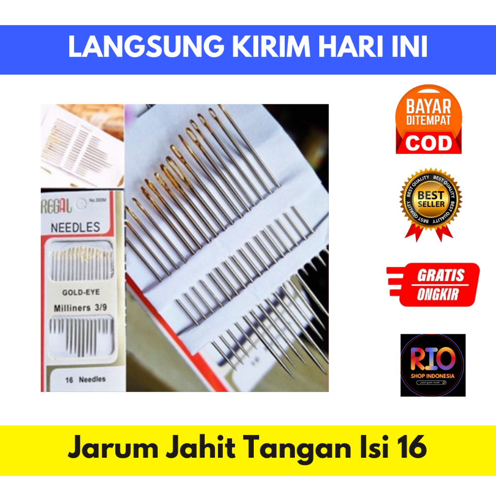 Jual Jarum Jahit Tangan Regal Set Isi 16 Payet REGAL GOLD/Jarum Jahit ...