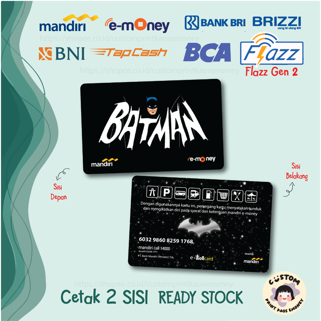 Jual KARTU E MONEY E TOLL SUPERHERO LOGO BATMAN BLACK DC COMIC MANDIRI ...