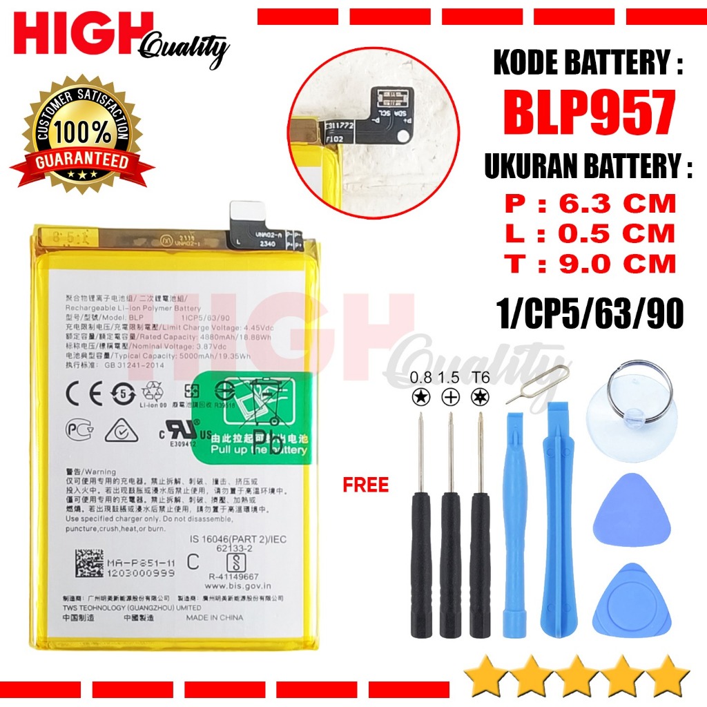 Jual Baterai Battery High Quality BLP957 BLP-957 For Tipe Hp Realme 10 ...