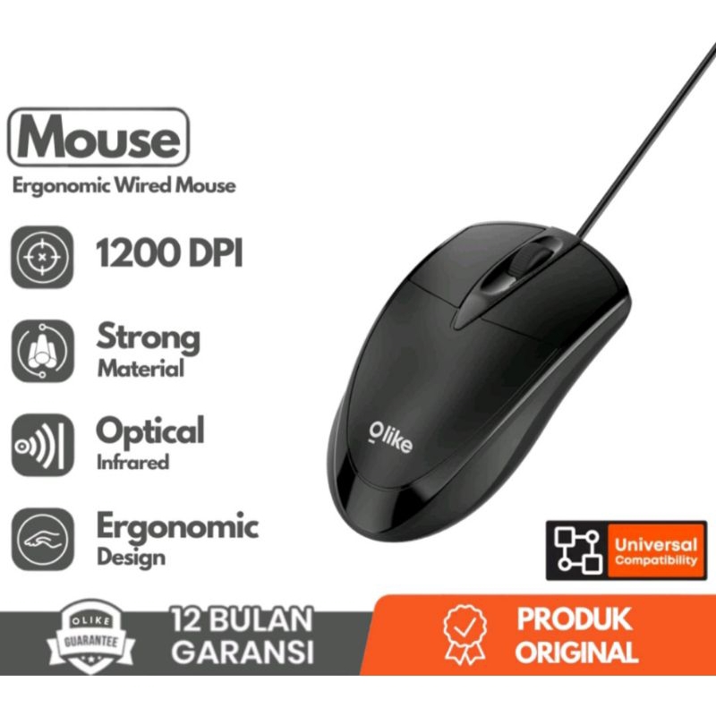 Jual Mouse Kabel USB 1200 DPI Mouse Kantor Original Olike | Shopee ...