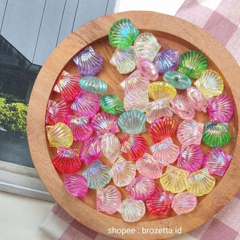 Jual 50pcs 25gram manik mote bentuk kerang untuk merangkai gelang ...