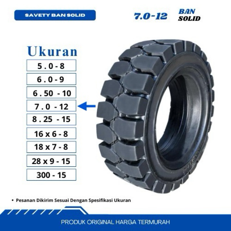 Jual Ban Solid/ Ban Mati Forklift 7.00-12 700-12 700*12 Harga murah barang baru | Shopee Indonesia