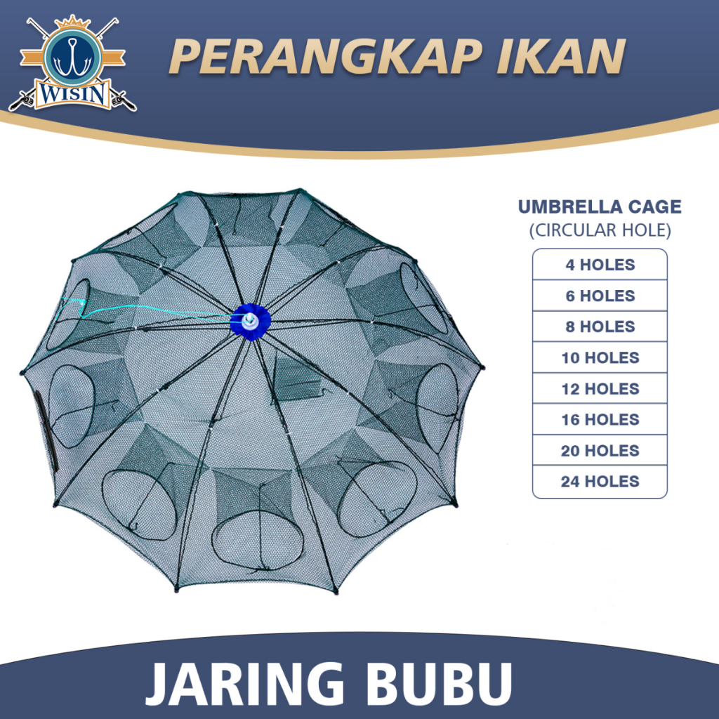 Jual WISIN Perangkap Ikan Bubu Payung Multi Hole (4 Lubang-24 Lubang) /bubu payung 8 lubang/Jala ...