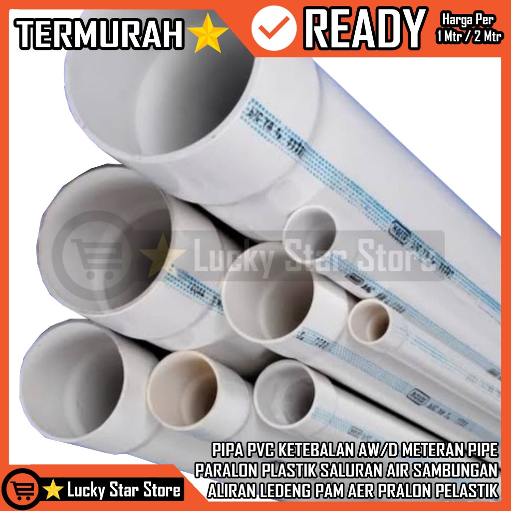 Jual PIPA PVC RUCIKA 3/4" AW METERAN PUTIH 1 2 METER PARALON PRALON LEDENG PIPE PLASTIK PELASTIK ...