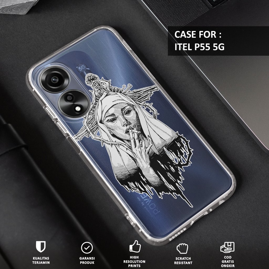 Jual CASE ITEL P55 5G - CASING ITEL P55 5G Motif DARK - Clear Fourside TPU Softcase Bening Tebal ...