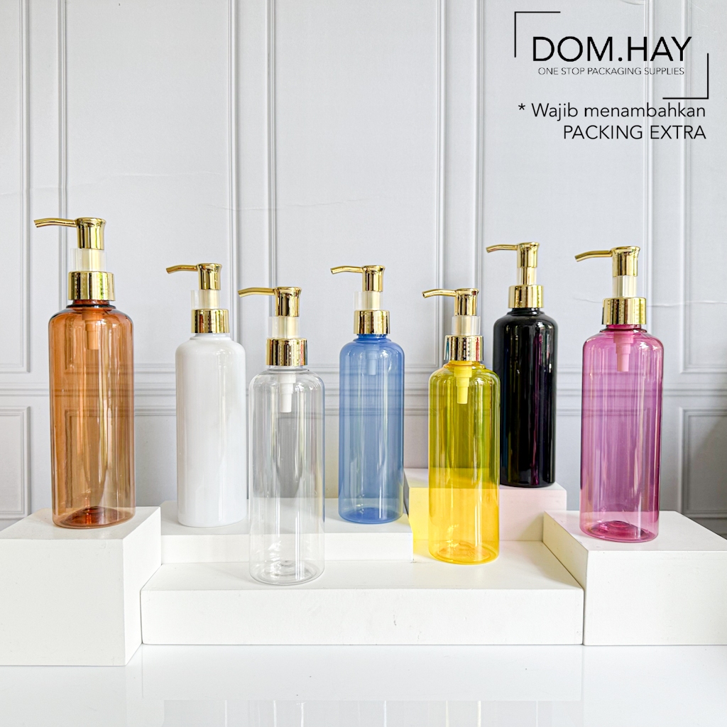 Jual 250ml Botol Plastik Pet Warna Tutup Pump New Gold Bottle Luxury ...