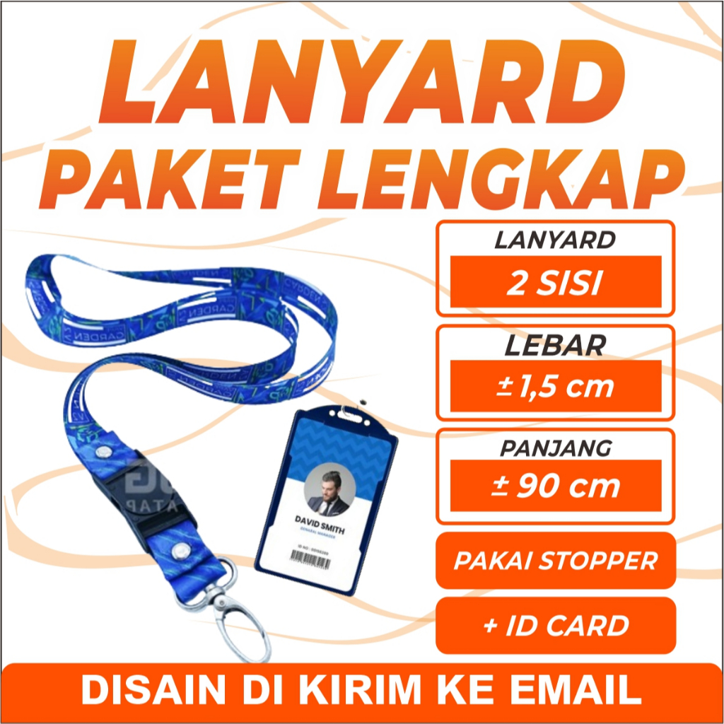 Jual Termurah Cetak custom ukuran 1,5 cm, pakai stopper Tali ID Card ...