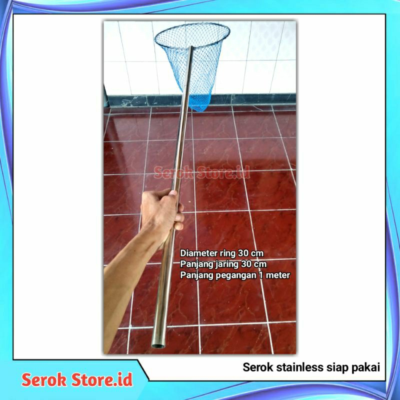 Jual jaring serokan ikan + full stainless diameter 30 cm + siap pakai ...