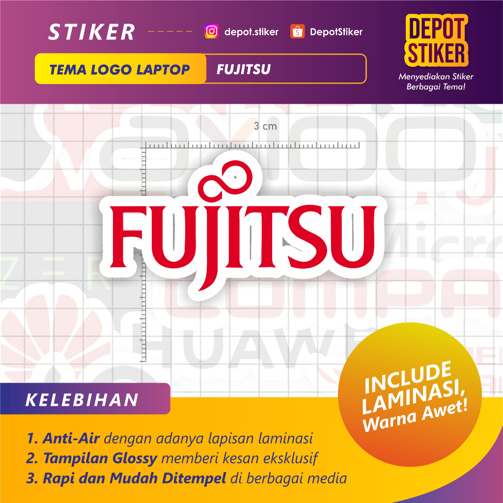 Jual Stiker Tema Logo Laptop FUJITSU Laminasi Anti-Air 1 Pcs | Shopee ...