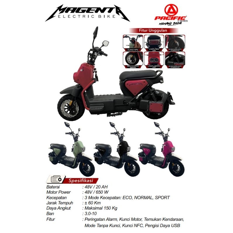 Jual Sepeda Listrik Pacific Magenta Power 650W Rem Cakram Murah ...