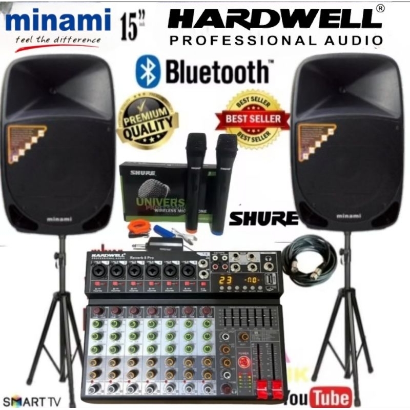 Jual Paket Speaker Aktif Pasif Party box Minami Jepang 15 inch Mixer ...