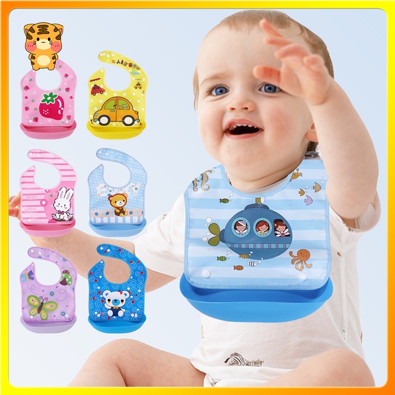 Jual Premium Baby Bibs Silikon BPA Free Waterproof MPASI Celemek Makan ...