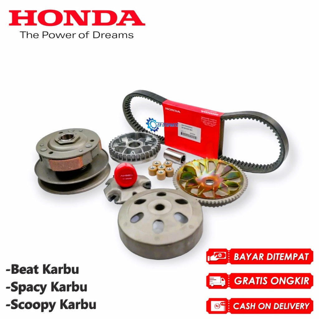 Jual Paket CVT Pully Assy Vanbelt Rumah Roller Assy Gigi Stater Dan Kipas Beat Sccopy Lama Bonus ...