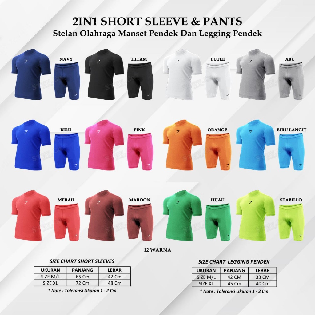Jual SETELAN 2IN1 BASELAYER SHORTSLEEVE MANSET PRIA LENGAN PENDEK ...
