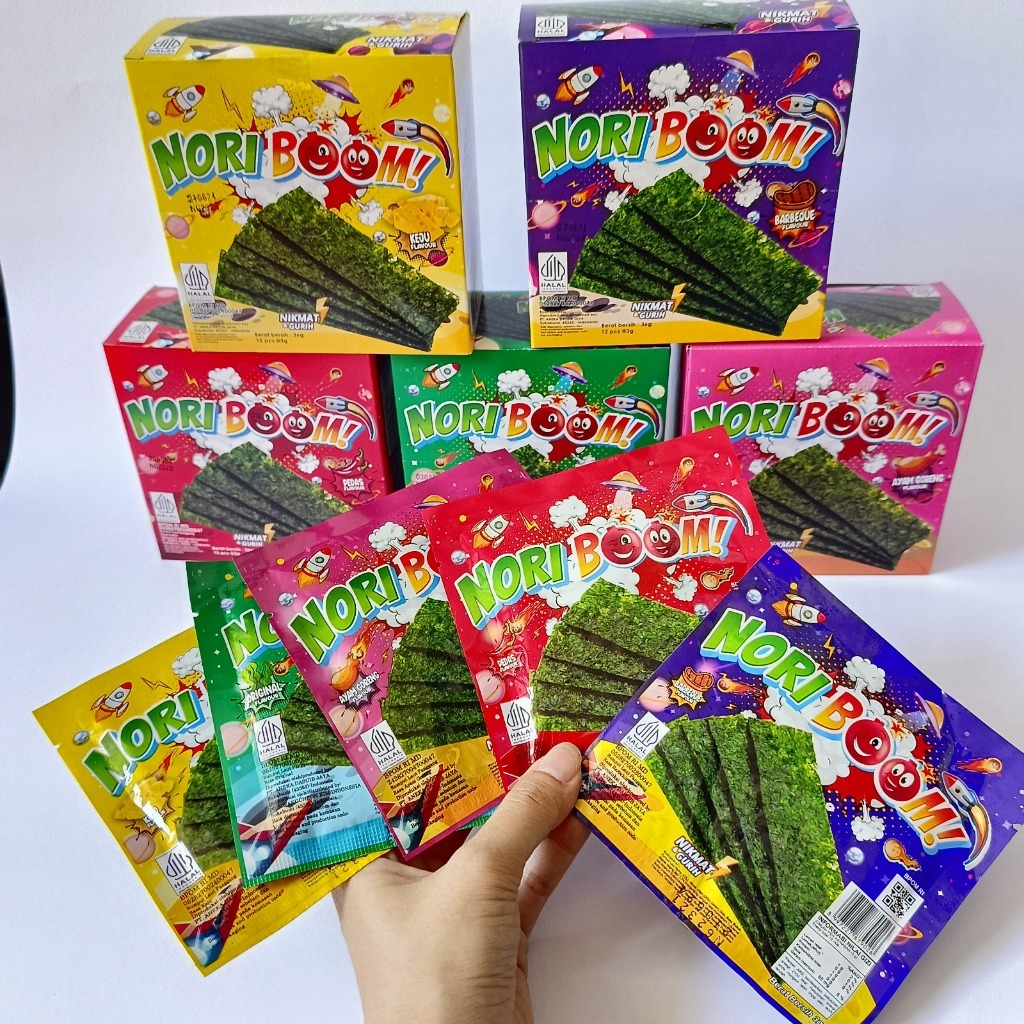 Jual NORI BOOM RUMPUT LAUT | SNACK RUMPUT LAUT 5 VARIAN RASA PER BOX ...