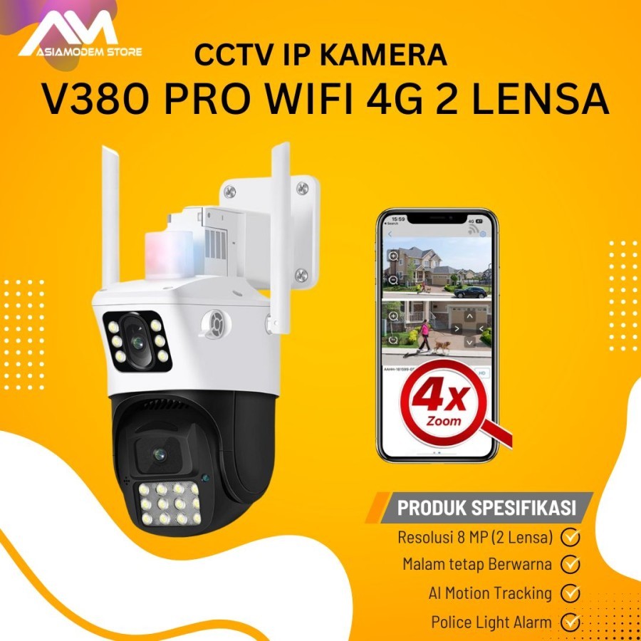 Jual IP Camera CCTV V380 PRO 4G WIFI Dual Lens Outdoor | Shopee Indonesia