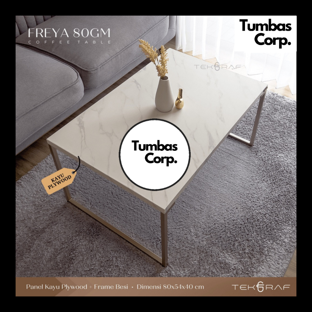 Jual Meja Tamu Marble Coffee Table Kayu Kaki Besi Serbaguna Freya 80 GM ...