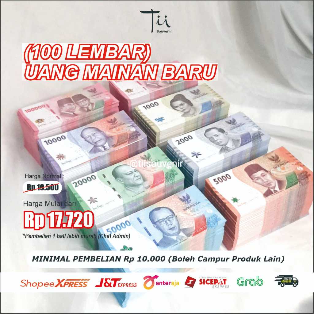Jual (100 LEMBAR) Uang Mainan Baru Mahar Bahan Mahar Scrapbook Bahan ...