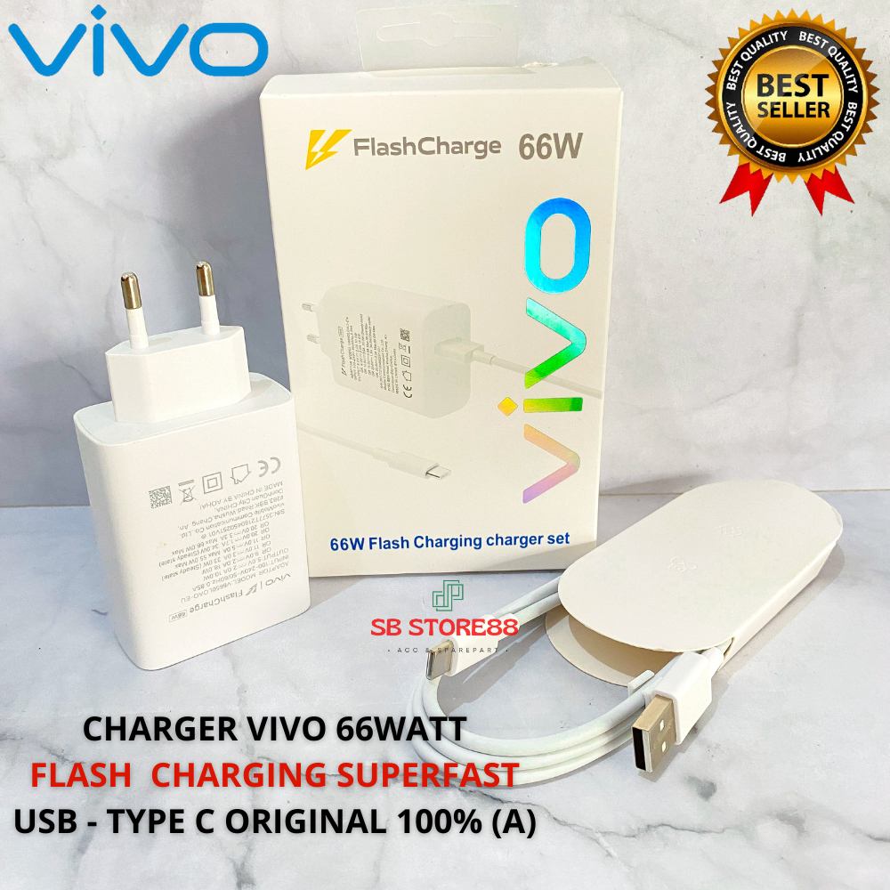 Jual Charger Casan VIVO TYPE C 66W Flash Charger / ORIGINAL 100% V21 V23 V25 V27 X70PRO T1 5G ...