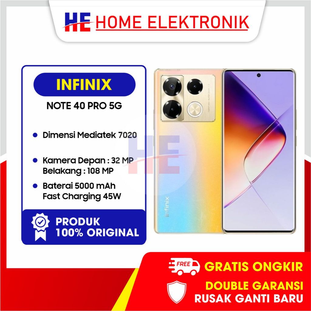 Jual Infinix Note 40 Pro 5G 8+256GB [+8GB Extended RAM] Garansi Resmi | Shopee Indonesia