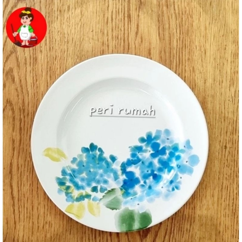 Jual Piring Kue Piring Salad Piring Ceper Keramik 20cm Motif Bunga Biru ...