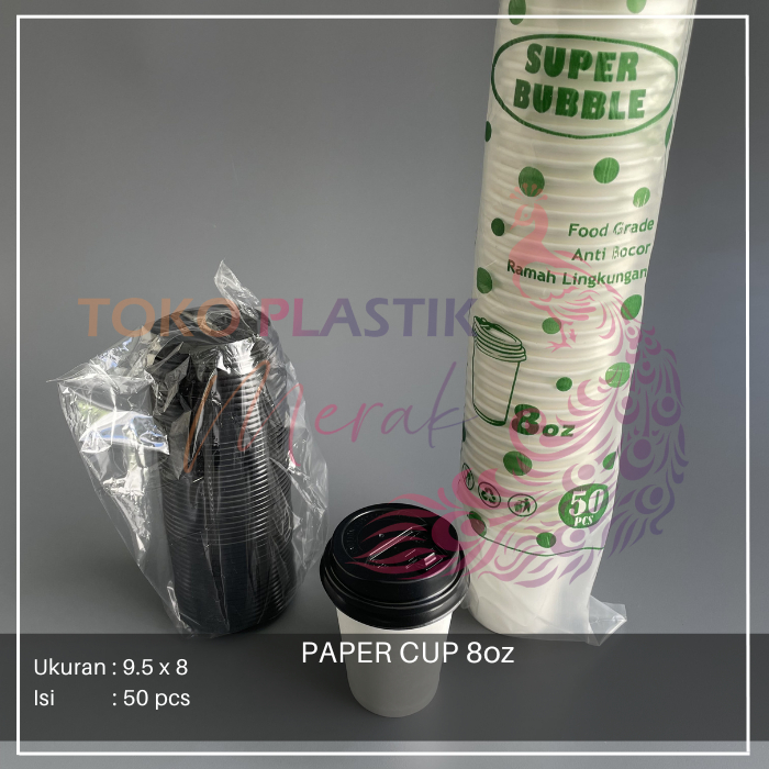 Jual Paper Cup Gelas 8 oz Putih Polos/ Gelas Kopi Kertas/ Hot Paper Cup 8oz/ Gelas Kertas Tahan ...