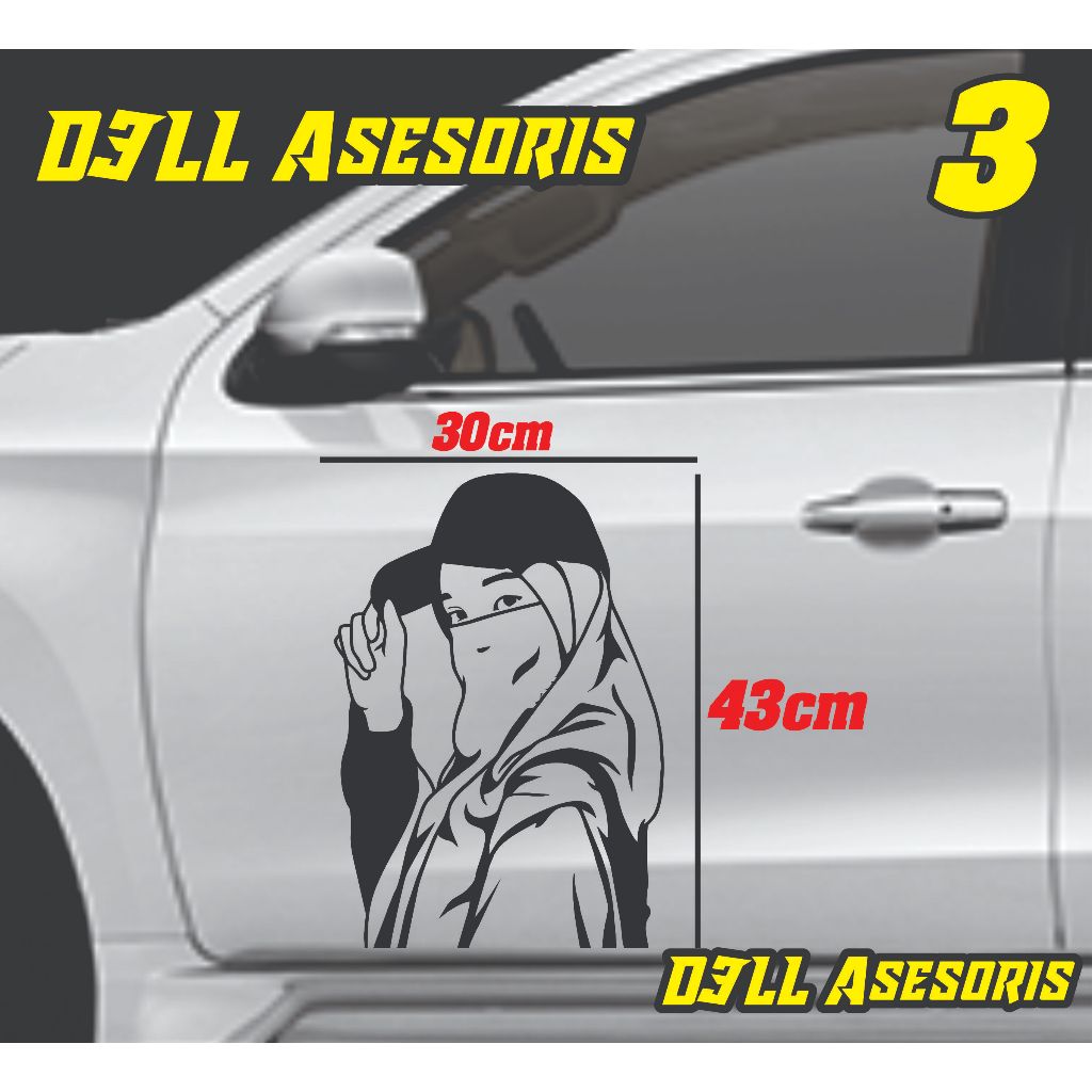 Jual STIKER MOBIL STICKER CUTTING SILUET WANITA HIJAB BUAT KACA/BODY ...