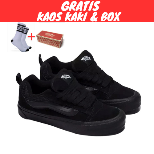 Jual Vans Knu Skool Full black black Sneakers for Men and Women Sepatu ...
