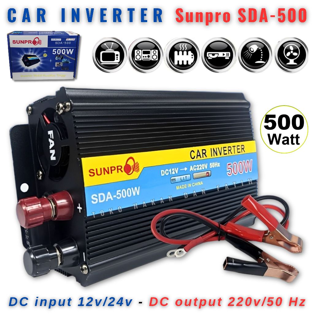Jual Power Inverter SUNPRO SDA-500W CAS AKI MULTIFUNGSI - Inverter AC ...