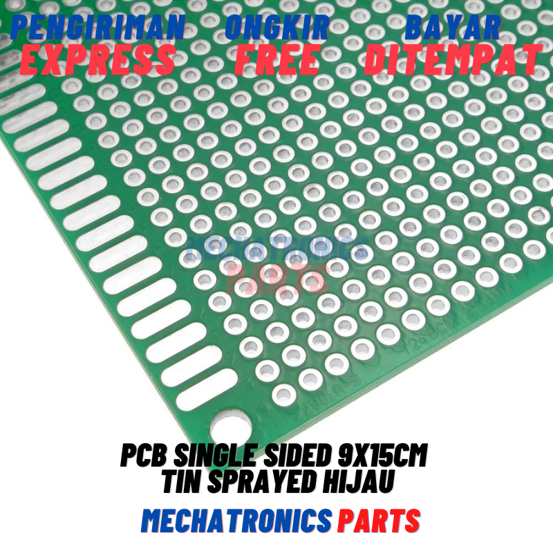 Jual PCB Single Sided 9x15Cm Tin Sprayed Hijau Protoboard Bolong 15x9 ...