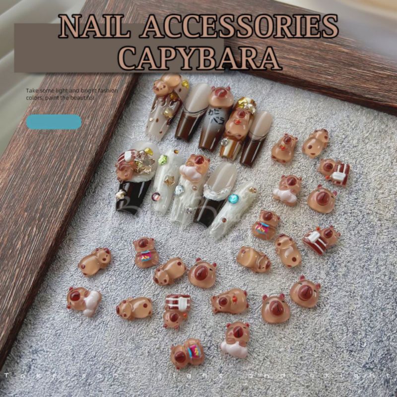 Jual Nail Accessories Cute Capybara Nail Art Hiasan Kuku Capybara 5 pcs ...
