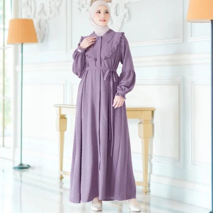 Jual Vienna Dress Model Gamis Lebaran 2024 Terbaru Bahan Crinkle ...