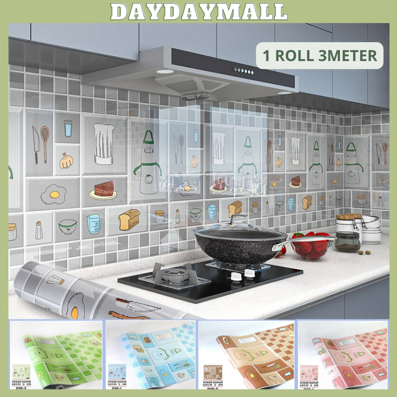 Jual Wallpaper Sticker Dapur Anti Air 3meter / Minyak Panas / Kitchen ...