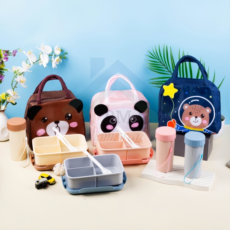 Jual Kotak Makan Set Botol Minum Tas Bekal 3In1 / Lunch Box + Botol Minum + Tas Bekal | Shopee ...