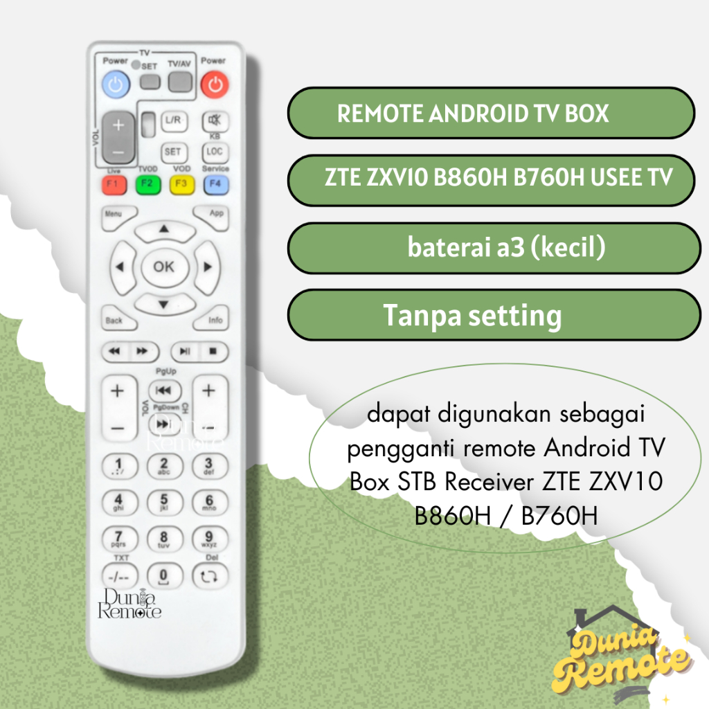 Jual Remot Remote TV BOX ZTE ZXV10 B860H B760H USEE TV Receiver Parabola Indi usee tv (PUTIH ...