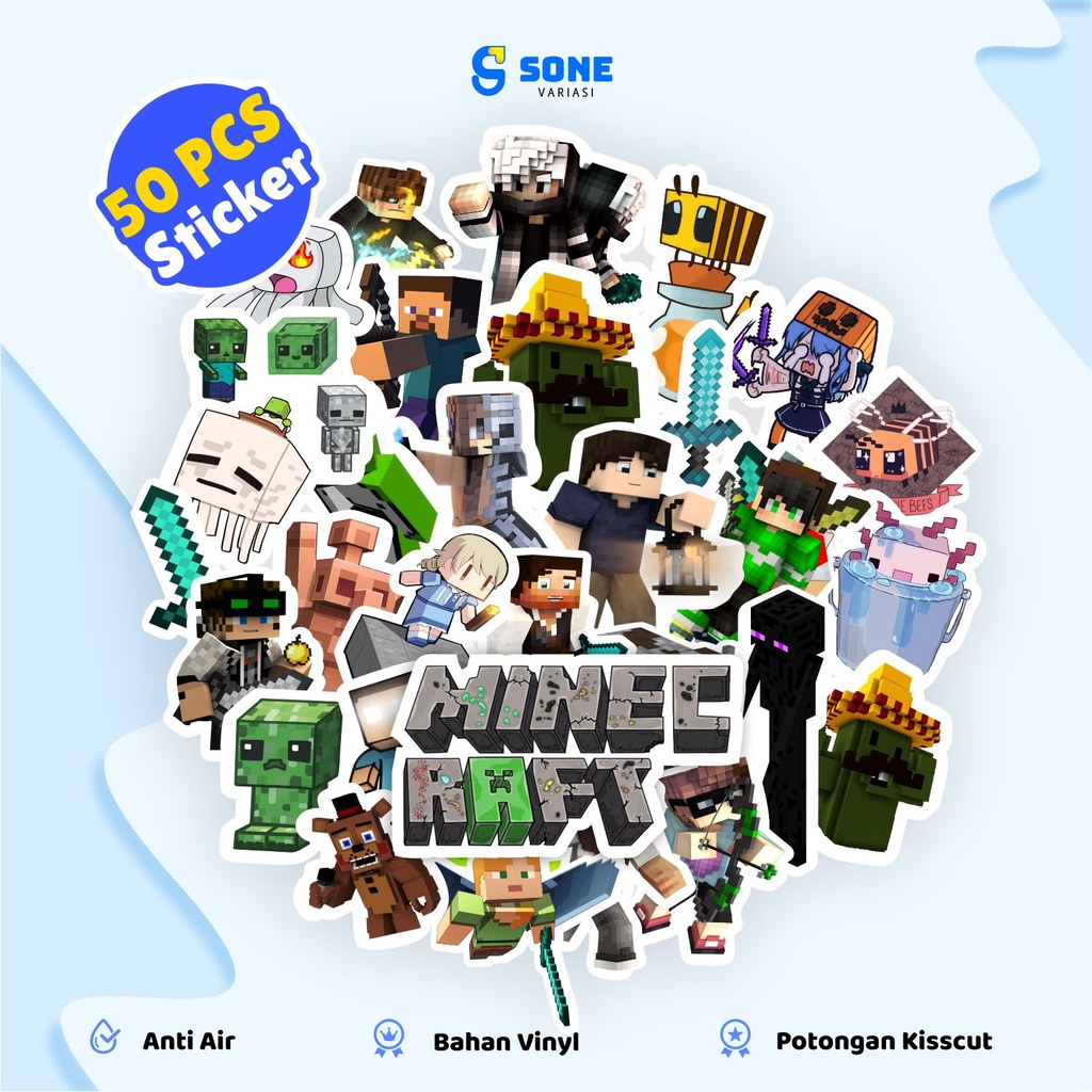 Jual Stiker Aesthetic MINECRAFT Bahan Vinyl Waterproof Sticker Laptop ...