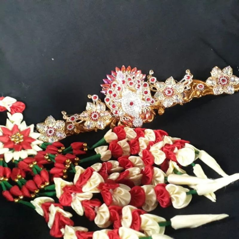 Jual siger tari/ hiasan kepala penari/mahkota 3d dan melati aneka warna ...