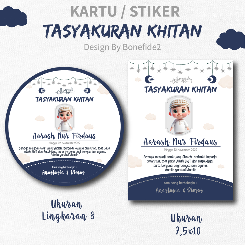 Jual Stiker / Kartu Label Syukuran Khitanan / Hangtag / Hangtag 3in1 ...