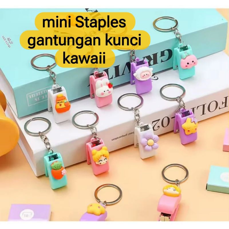 Jual Staples Lucu Mini Gantungan kunci Staples Karakter 3D keychain ...