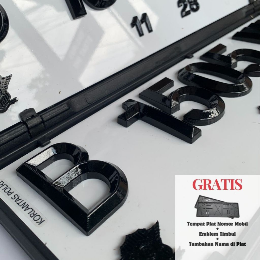 Jual Plat Nomor Mobil Timbul Mewah PUTIH Lancip Segi 5 Piramid Free Cover | Shopee Indonesia