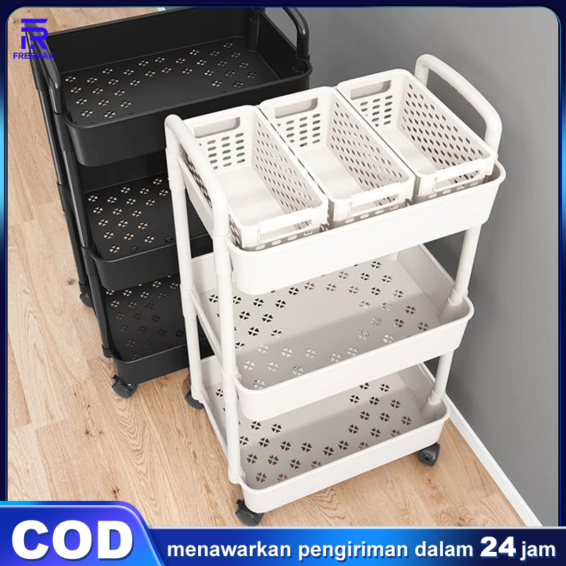 Jual 4 Lever Trolley Cart Organizer With Wheels kitchen Trolley ...