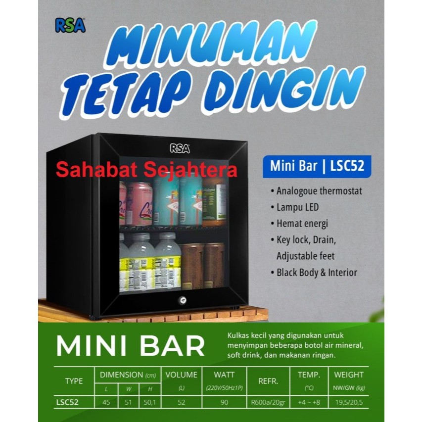Jual RSA Showcase Mini Bar LSC-52 Kulkas Mini | Shopee Indonesia